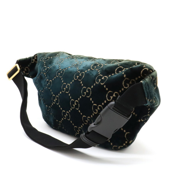 Gucci | Bags | Gucci Leather Line Gg Bag Green Velvet Belt Sherry ...
